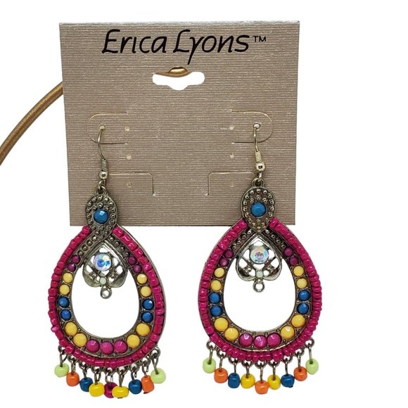 Erica Lyons | Jewelry | Erica Lyons New Earrings Teardrop Confetti Red ...